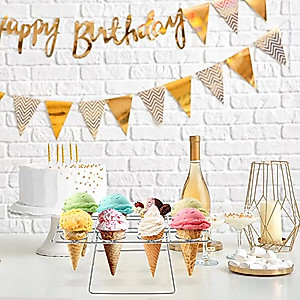 Sawysine Cupcake Cones Baking Rack 2 Pcs Stainless Steel Ice Cream Cone Cupcakes Holder 12 Cavity Stand Display Racks Stands for Home Kitchen Cooking, Silver