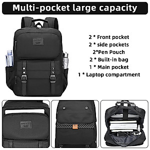 Laptop Backpack Women Men College Backpacks Bookbag Vintage Backpack Book Bag Fashion Back Pack Anti Theft Travel Backpacks with Charging Port fit 15.6 Inch Laptop Black