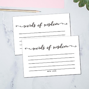 50 Words of Wisdom Advice Cards, Advice and Wishes Cards-Marriage or Wedding Advice Cards-Well Wishes for Bridal or Baby Shower Party Games, 4"x6" Cards
