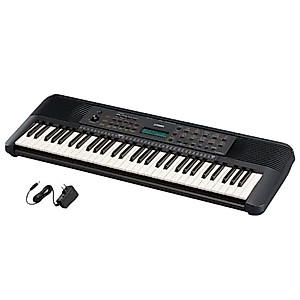 YAMAHA, 61-Key PSR-E273 Portable Keyboard with PA130 Power Adapter, Black