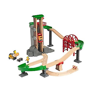 BRIO World 33887 Lift & Load Warehouse Set | 32 Piece Kids Train Toy Set with Wooden Tracks and Accessories | Interactive Design | FSC Certified Wood | for Ages 3 and Up