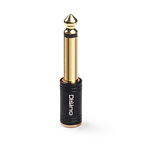 Disino 1/4" Mono to 1/8" Stereo Adapter, New Upgrade Gold-Plated 6.35mm TS Male Jack to 3.5mm TRS Female Stereo Adapter for Headphone, Amp Adapte, Black - 1 Pack