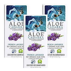 Aloe Cadabra Flavored Personal Lubricant and Vaginal Moisturizer, Organic Edible Aloe Lube for Men, Women and Couples, Non-Staining, pH Balanced, Toy Compatible (French Lavender, 2.5 Ounces, 3 Pack)