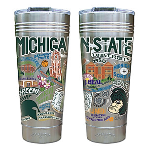Catstudio Michigan State University Collegiate Thermal Tumbler | Triple Wall Insulation With Non Slip Bottom | Great College Travel Cup for Water, Coffee, Tea, or Smoothies