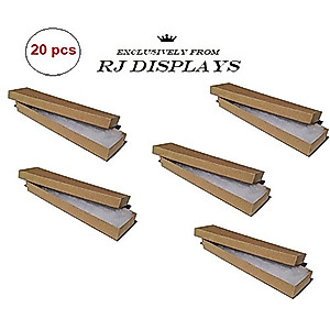 20 Brown Kraft Cotton Boxes Jewelry Bracelet, Watches, Necklace and Anklet Gift Displays 8" x 2"