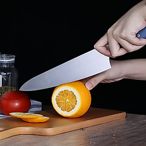 TUO Chef Knife 8 inch, Pro Kitchen Cooking Knife Cutting Knife for Vegetable Meat, 440A Stainless Steel Sharp Knife with Ergonomic Blue ABS Handle, Full Tang with Gift Box