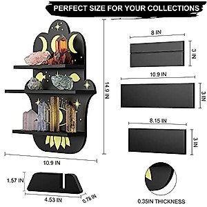 Wooden Hamsa Hand Crystal Shelf For Crystals & Tarot Cards, Tarot Card Holder Witchy Gift, Standing Display or Wall Mounted Crystal Holder, Witch Wiccan Room Decor, Hand of Fatima Evil Eye Wall Decor