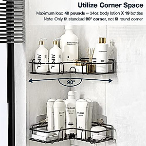 Corner Shower Caddy Shelf with Adhesive Hooks and Soap Dish,No Drilling RustProof Stainless Steel Shower Basket Shelves for Bathroom Storage Organizer