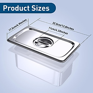 6 Pack 1/3 Size Steam Table Pan Covers, Solid Steam Table Pan Lids, Stainless Steel Hotel Pan Lid with Handle, Catering Food Pan Cover, Silver Buffet Pan Lids, Hotel Pan Cover for Catering