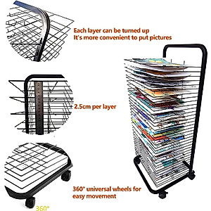 Art Drying Rack for Classroom Drying Rack，Art Drying Rack for Art Metal Wire Work Display Rack, Art Carts with Wheels for Classroom Art Studios and Home Use. Drying & Print Racks ( Size : 25 Layers )