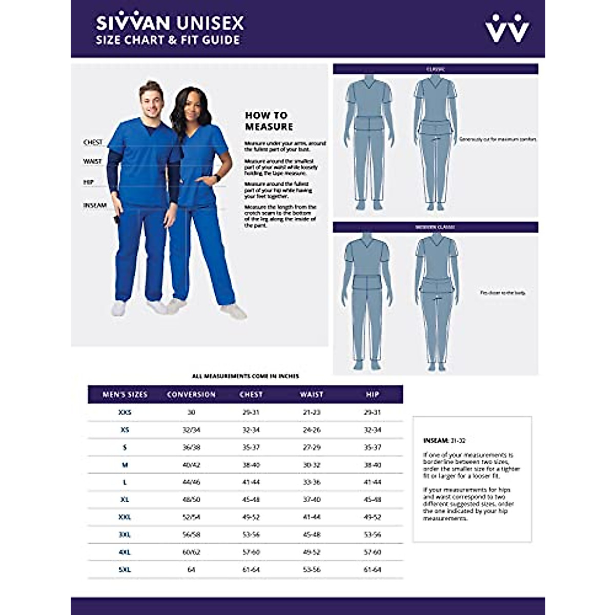 Sivvan Unisex Scrubs - Classic V-Neck Top & Drawstring Pants Scrub Set - S8400 - Black - M