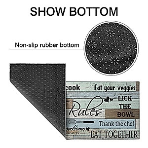 Znutrce Farmhouse Kitchen Mats for Floor Set of 2, Mats for Kitchen Floor, Comfort Standing Kitchen Rugs and Mat, Non-Slip Washable Rug, 17'' X 47'' + 17'' X 30''
