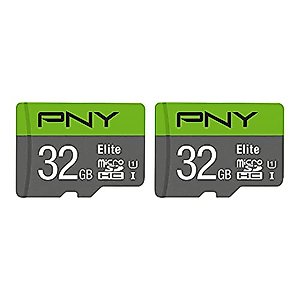 PNY 32GB Elite Class 10 U1 microSDHC Flash Memory Card 2-Pack - 100MB/s Read, Class 10, U1, Full HD, UHS-I, Micro SD