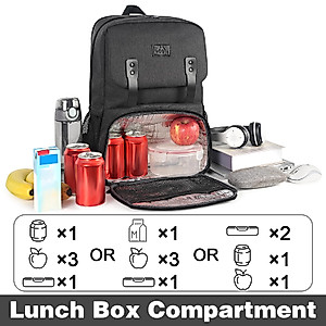 Lunch Backpack for Women, Insulated Cooler Work Laptop Backpacks with USB Charging Port, Waterproof Travel Computer Bag School Lunchbox Daypack College Bookbag Gift for Men Fits 15.6 Inch Notebook