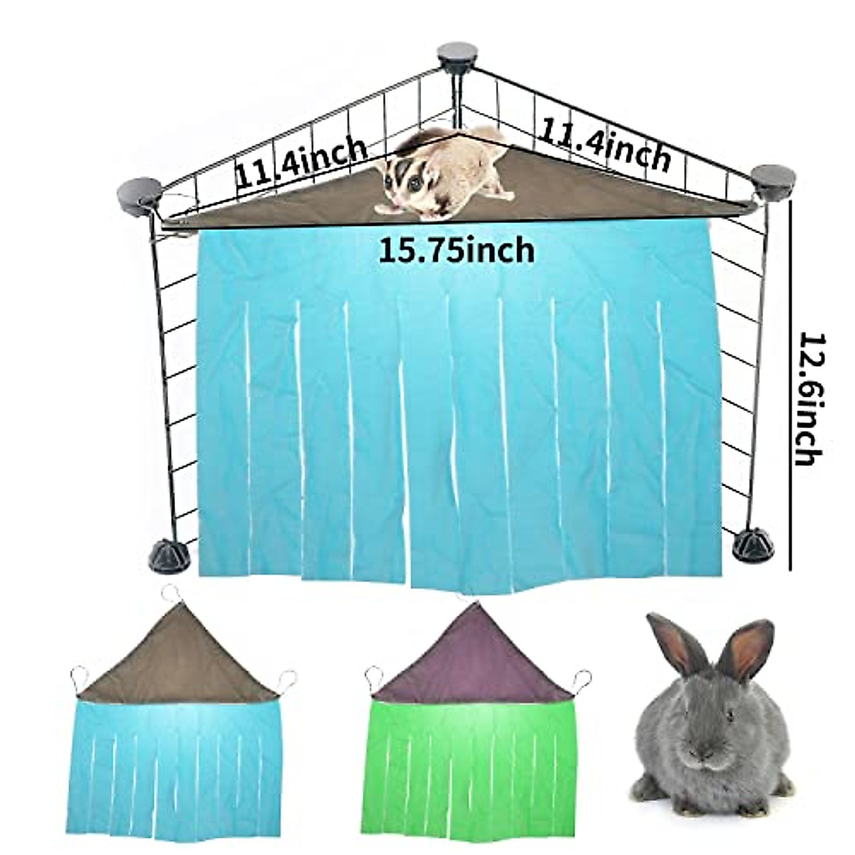 Nuatpetin Guinea Pig Hideout, 2PCS Corner Hideaway Fleece Forest, Removable Small Animal Hamster Rabbit Bunny Corner Hideout for Guinea Pigs, Hanging Hamster Cage Accessories Ferret Corner House Hide