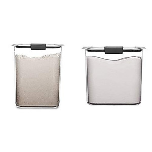 Rubbermaid Brilliance Pantry 16 and 12 Cup Flour & Sugar Storage Container Set, Clear, 4-Piece Set (2 Bases with Lids)