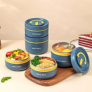 ArderLive Lunch Bento Box with Bag, Portable Leakproof Lunch Containers, 18/8 304 Stainless Steel Stackable Lunch Box for Adults, Picnic Work and Travel, 68 Oz, Blue