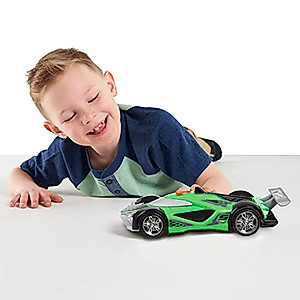 Hot Wheels Color Crashers Mach Speeder Vehicle, 10-Inch Green Motorized Car with Lights and Realistic Racing Sounds, Kids Toys for Ages 3 Up