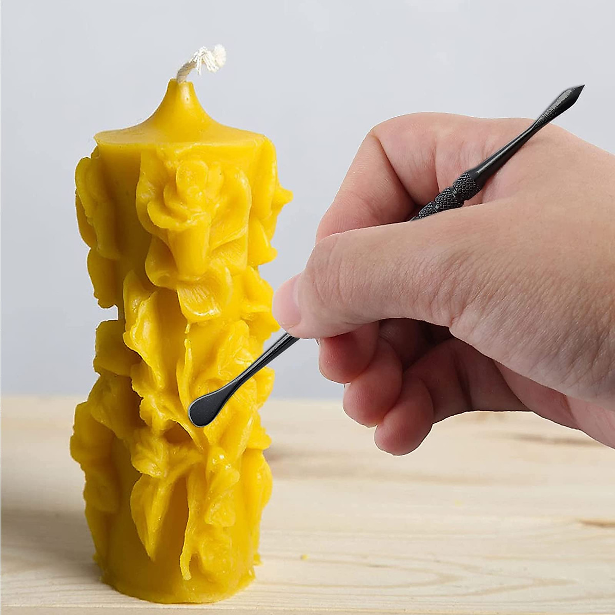 Suiwotin 3PCS Wax Carving Tools, Stainless Steel Wax Tool Carving Tool Kit, Double-Headed Sculpting Tool Spoon, Black