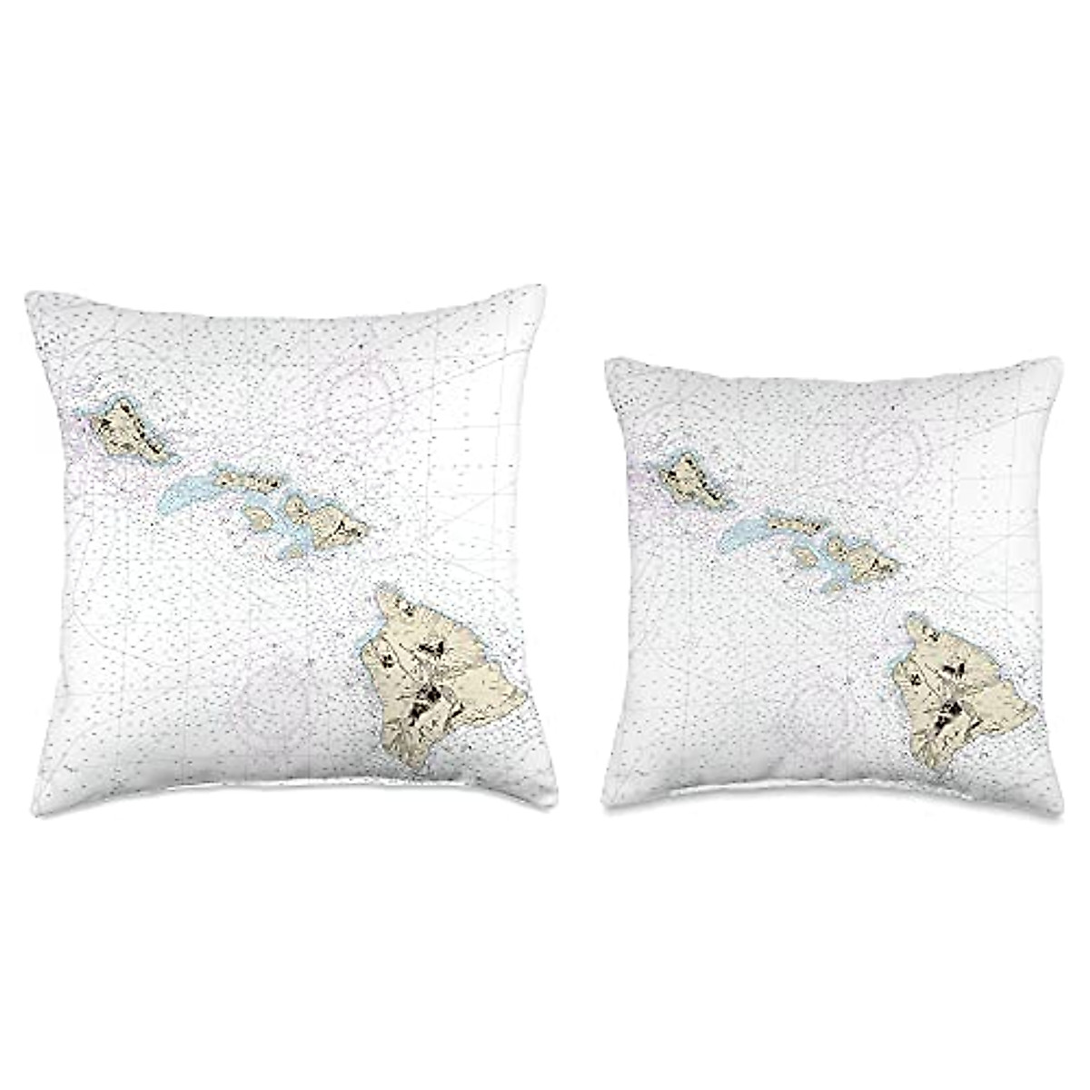 15 Degrees East Nautical Chart-Hawaii Throw Pillow, 16x16, Multicolor