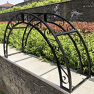 Semi-Circular Garden Arch,Iron Art Rose Arch,Climbing Plants Arch Arbor Wall Trellis,for Decoration Outdoor Gardens Entrance/Villa Door Arches,Black (Size : 180x90cm/70.8x35.4in)