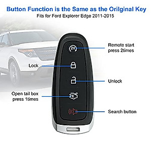 Car Key Fob Replacement Keyless Entry Remote Control Fits for Ford Edge Explorer 2011-2015 Expedition Focus Flex Taurus 2013-2019 Lincoln MKS MKT MKX Navigator M3N5WY8609 1piece