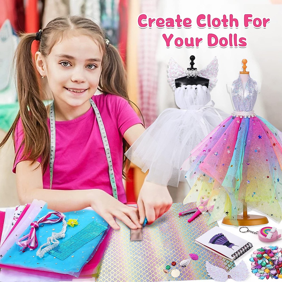 Tacobear 500+ Fashion Designer Kits for Girls Sewing Kit for Kids Fashion Design Sketchbook Creativity DIY Arts and Crafts Kit Birthday Gifts Ages 6 7 8 9 10 11 12