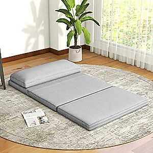 LIFERECORD Convertible Futon Sofa Bed 4 in 1 Multi-Function Modern Mini Single Floor Sleeper Chair with Adjustable Backrest for Living, Small Room Apartment, Dorm, Grey