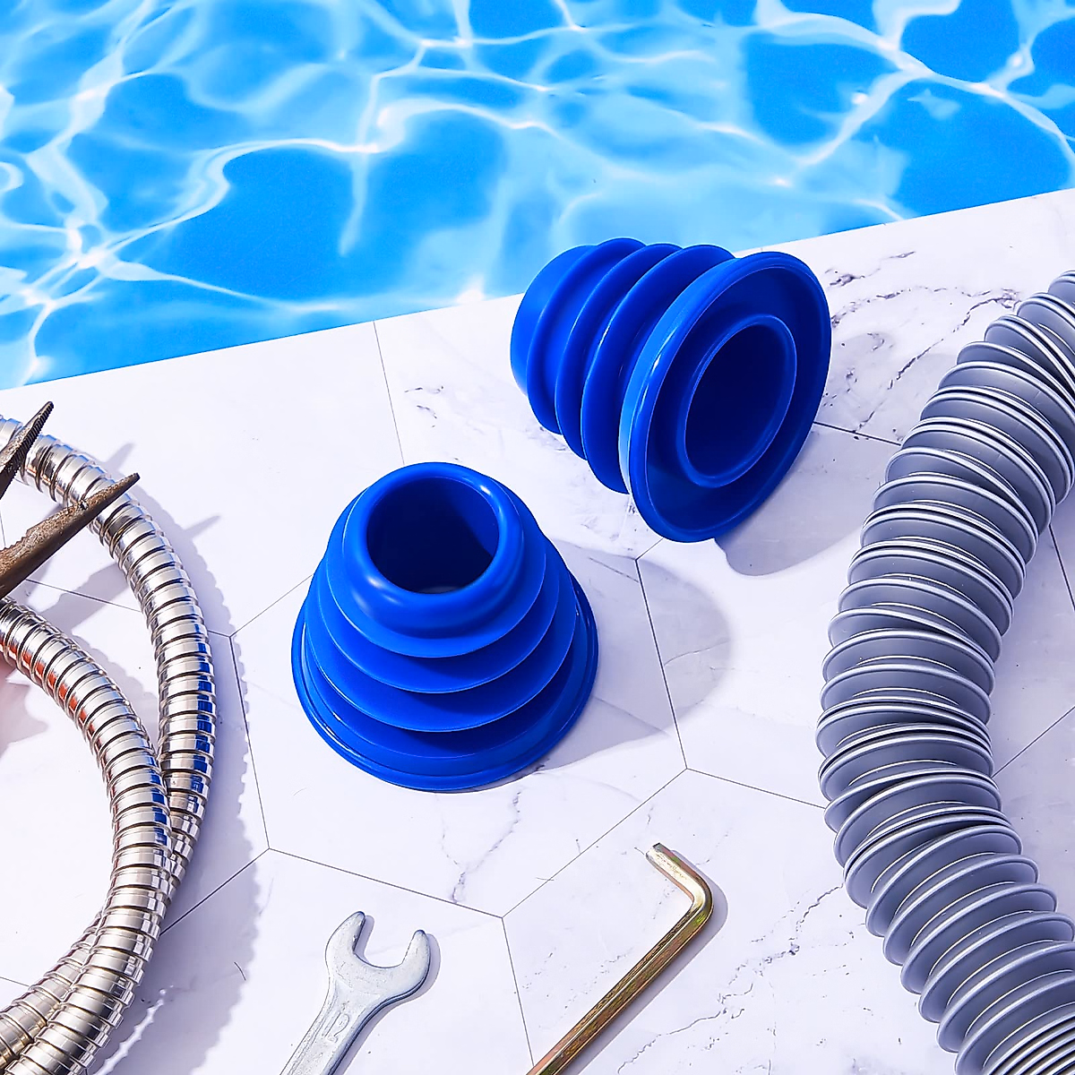 Fabbay 4 Pieces Pool Cleaner Skimmer Cone Adapter Pool Cleaner Valve Cuff Compatible with Zodiac Baracuda Valve Cuff W70263 W63900, Pentair Kreepy Krauly K121110, 1-1/2 Inch and 2 Inch Hose Cone