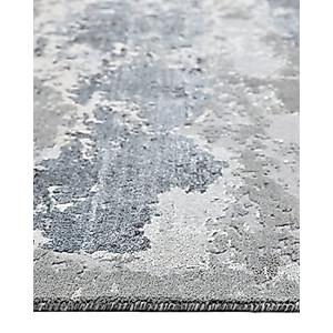 One of a Kind Hand Knotted Hand Made Wool Contemporary Contemporary Gray 8 x 10 Area Rug