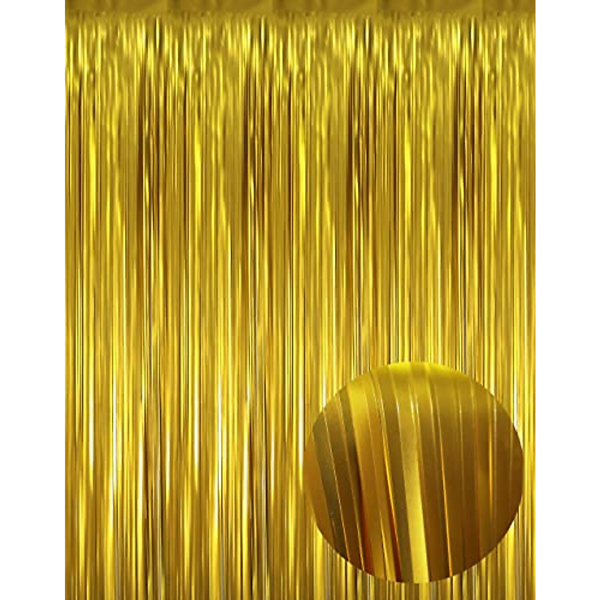 GOER 3.2 ft x 9.8 ft Metallic Tinsel Foil Fringe Curtains Party Photo Backdrop Party Streamers for Birthday,Graduation,New Year Eve Decorations Wedding Decor (1 Pack,Matte Gold)
