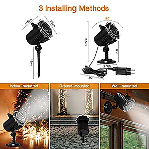 Christmas Projector Lights Outdoor, MOSSNDAR Waterproof Snowflake Projector with 64 HD Cartoons, Light Projector with Remote Control for Christmas Decorations Multiple Holidays Party Garden Landscape