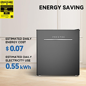 Frestec 1.7 Cu.Ft Mini Fridge with Freezer,Mini Fridge for Bedroom,Small Refrigerator,Dorm Refrigerators with Freezer,Mini Refrigerator for Office,Apartment,Dorm,Bedroom (Black)