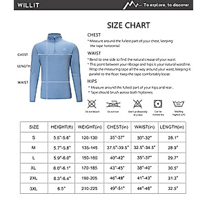 Willit Men's Fleece Pullover Golf Quarter Zip Sweaters Cold Weather Hiking Thermal Shirt Jacket Blue M