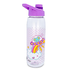 Silver Buffalo Sanrio Hello Kitty and Joey Mouse Rainbow Plastic Water Bottle With Screw-Top Lid | BPA-Free Plastic Sports Jug With Leakproof Lid | Holds 28 Ounces