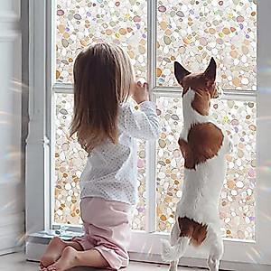 LEMON CLOUD Window Film, Vinyl Clings, Stained 3D Decorative Stickers for Glass, Static Door Window Covering, Tinted Window Decals, Frosted Privacy, Self-Adhesive, Pebble Pattern (17.5In X 78.7In)