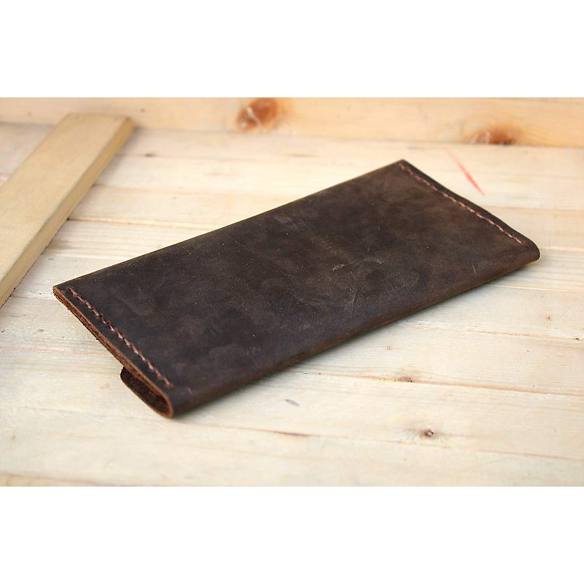Handmade High Quality Retro Leather Multi-function Envelope Mobile Phone Card Holder Wallet