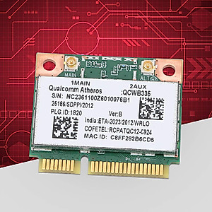ASHATA Network Card,for Qualcomm AR9565 QCWB335 150M Mini PCI-E Bluetooth Network Card Universal, 2.4G Bluetooth Network Card for HP/DELL/ACER, etc.
