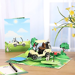 Golf Pop Up Birthday Card for Men, Golfers; 3D Golf Pop Up Fathers Day Card, Father's Day Card for Men, Dad, Husband, Grandpa, Him; All-Occasion Greeting Card, Retirement Card for Boss, Coworker