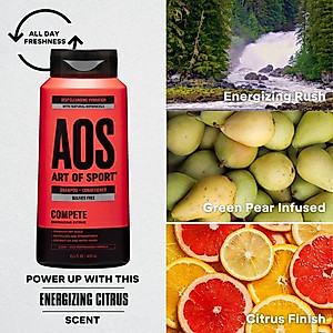 Art of Sport Men’s Shampoo and Conditioner (3-Pack) - Compete Scent - Sulfate Free Shampoo and Conditioner 2-in-1 with Natural Botanicals - Deep Cleanses Hair and Fights Dry Scalp - 13.5 fl oz