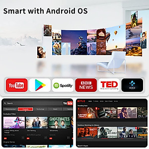 WiFi Projector for iPhone,CAIWEI 1080P Full HD Projector,8000Lumen Android Bluetooth Projector with Digital Zoom&4D Keystone,Smart Movie Projector Compatible with PS5/PC/DVD/TV Stick/Xbox//HDMI/USB