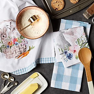 DII Easter Basics Collection Springtime Kitchen Essentials, Dishtowel Set, Floral Bunny, 3 Piece