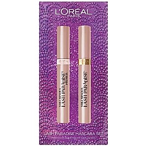 L’Oreal Paris Voluminous Lash Paradise Mascara & Lash Primer Holiday Set, Blackest Black and Millennial Pink, 1 kit