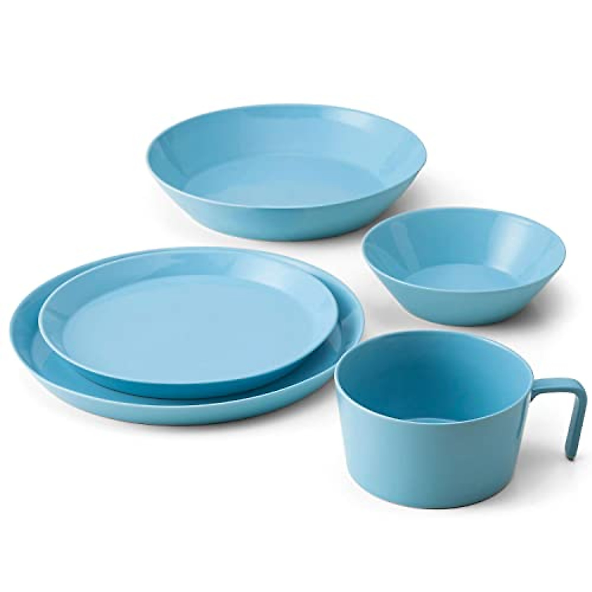 TAMAKI Luonto T-947746 5-Piece Set, Tyvas Blue Plate, Color Dish, Pasta Plate, Bowl, Soup Cup