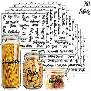 Megavava 266 Pantry Labels+15 Blank Labels 266 Kitchen Pantry Names – Food Label Sticker, Water Resistant Pantry Labels for Containers, Jar Labels Pantry Organization and Storage