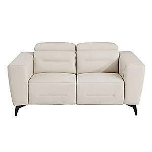 Blackjack Furniture Ferrara Power Reclining Sofa Loveseat with USB Ports to Charge Devices, Adjustable Multi-Position Headrests, Wall Hugger Design, 64.3" W, Beige