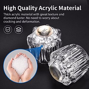 Bathroom Faucet Knobs Replacement, Bathtub Faucet Handles 1 Pair Hot and Cold 2 Knobs with A Screwdriver and Screws Compatible with Delta LDR Delex Peerless Faucets