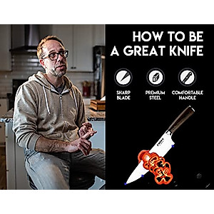 enowo Chef Knife Set, 7 Piece Kitchen Knife Set with Widened Blade & Pakkawood Handle, High Carbon Stainless Steel Knives Set for Kitchen