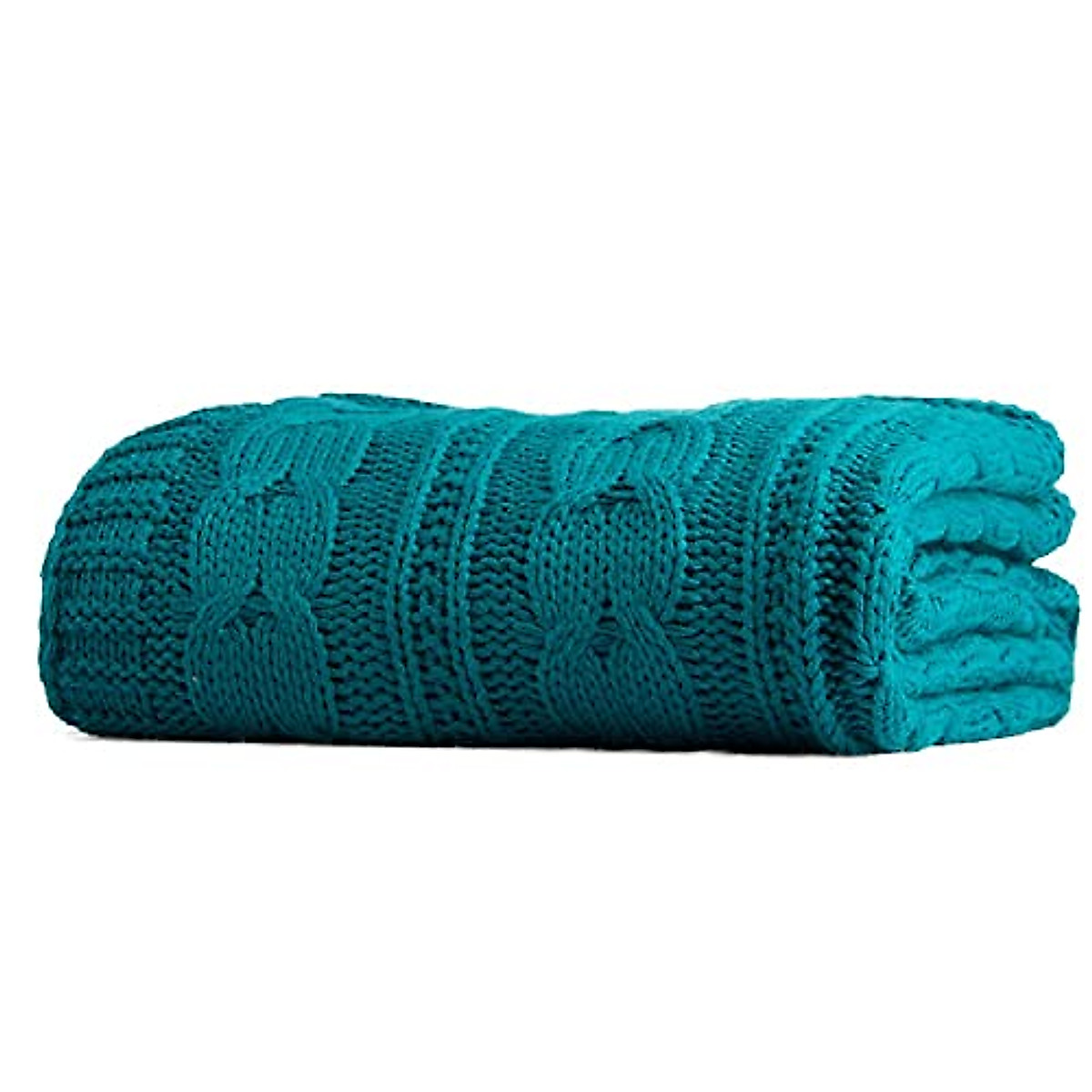 Battilo Turquoise Blue Throw Blanket for Couch, Cable Knit Sweater Blanket, Year Round Indoor Outdoor Travel Accent Throw for Sofa Comforter Couch Bed Recliner Living Room Bedroom, 50"x70"