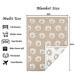 Kid Nation Baby Blankets for Girls Baby Boy Toddler Blanket Soft Baby Quilt Plush Crib Blanket Newborn Stroller Blanket Nursery Infant Bear Paw Khaki,40 x 30 in